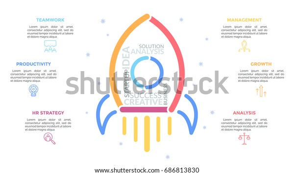 Flying Spacecraft Drawn Colorful Lines Surrounded Stock Vector (Royalty ...