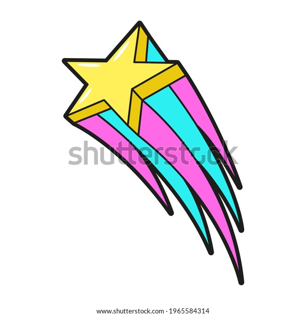 Flying Star Cartoon Icon Space Yellow Stock Vector (Royalty Free ...