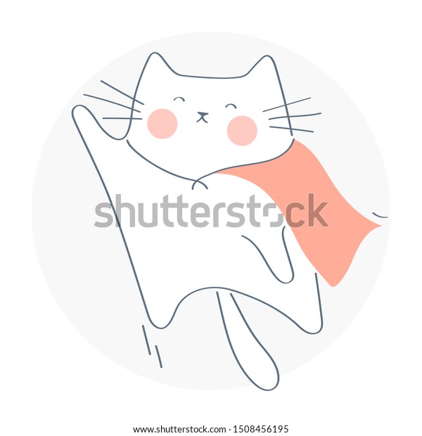 Flying Superhero Cat Hand Drawn Superman Stock Vector (Royalty Free ...