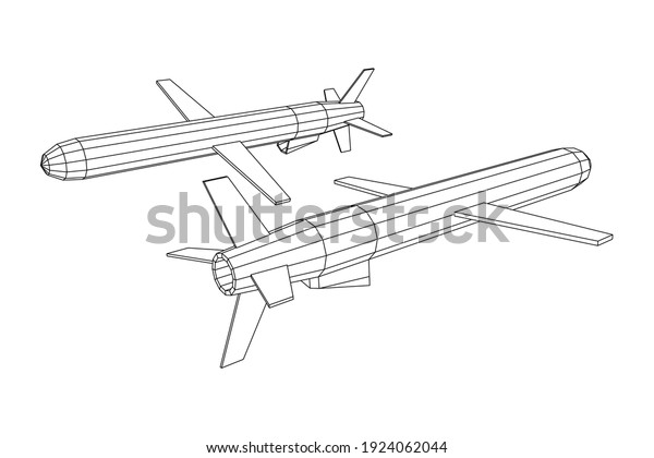 Flying Supersonic Cruise Missile Wireframe Low Stock Vector (Royalty ...
