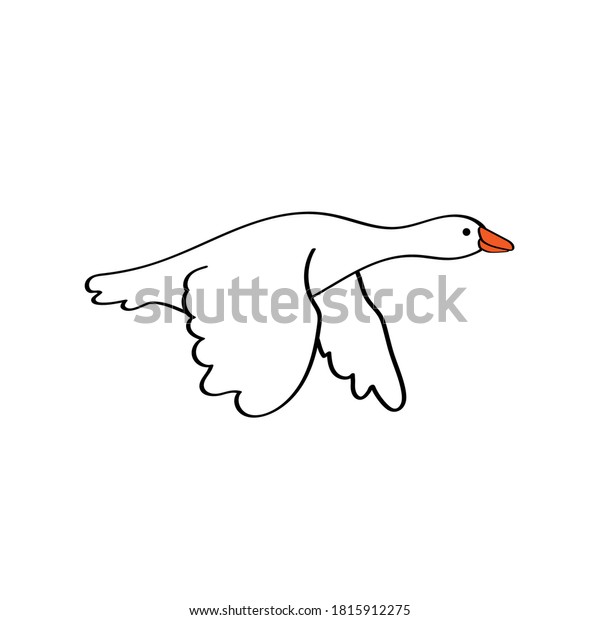 Flying Vector Goose Cartoon Style Isolated Stock Vector (Royalty Free ...
