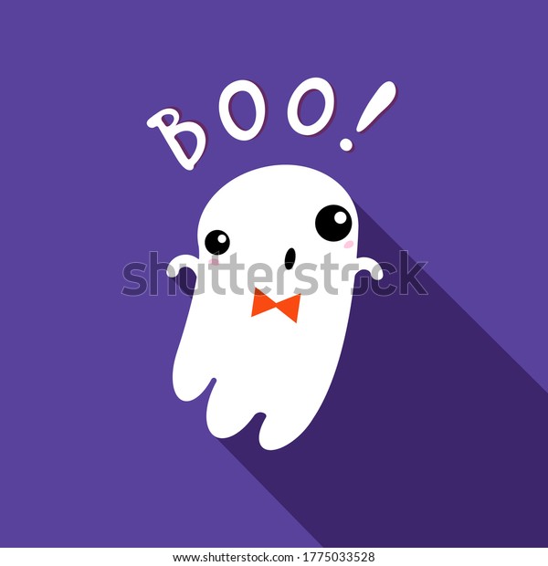 Flying White Ghost Boo Lettering Isolated Stock Vector (Royalty Free ...