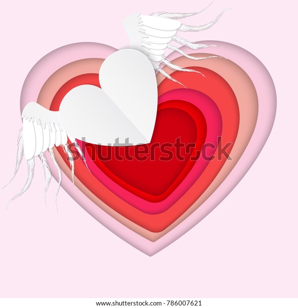 Flying White Paper Heart Wings On Stock Vector (Royalty Free) 786007621 ...