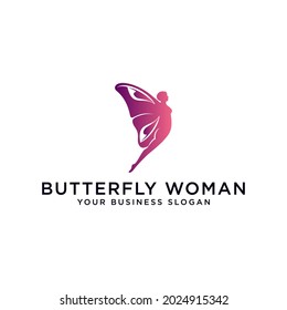 Flying Woman Butterfly Logo Design Stock Vector (Royalty Free ...