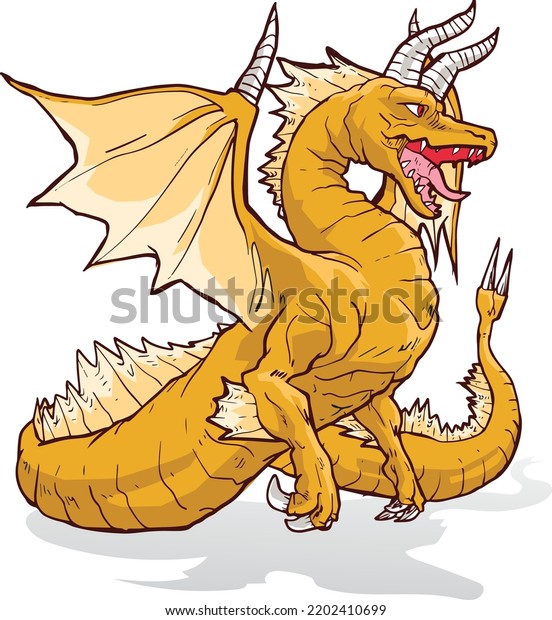 Flying Yellow Orange Snake Dragon Monster Stock Vector (Royalty Free ...