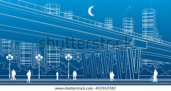 Flyover Architectural Infrastructure Illustration Transport Overpass ...