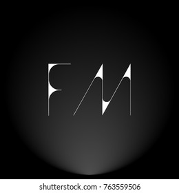 Fm White Thin Minimalist Logo Design Stock Vector (Royalty Free ...