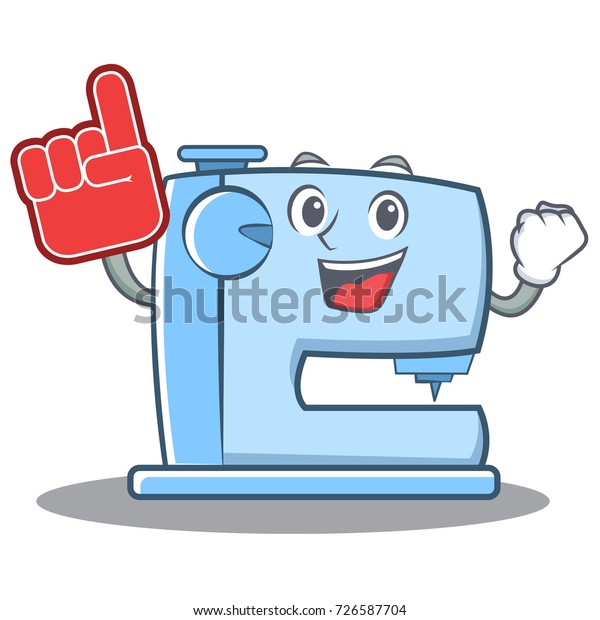Foam Finger Sewing Machine Emoticon Character Stock Vector (Royalty ...