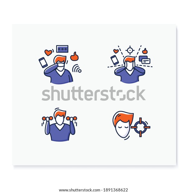 Focus Mind Color Icon Set Pictograms Stock Vector (Royalty Free ...