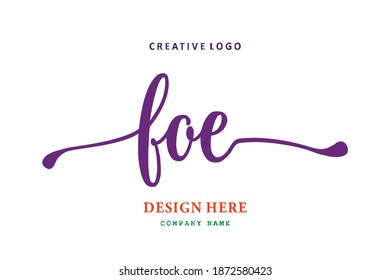 Foe Lettering Logo Simple Easy Understand Stock Vector (Royalty Free ...