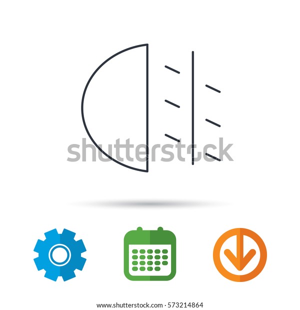 Fog lights icon. Car beam sign. Calendar, cogwheel and download arrow ...