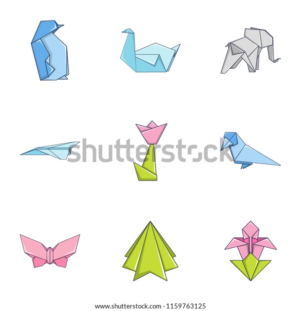 Fold Paper Icons Set Cartoon Set Stock Vector (Royalty Free) 1159763125 ...
