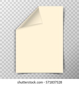 Vektor Stok Folded A4 Paper Sheet On Transparent (Tanpa Royalti ...