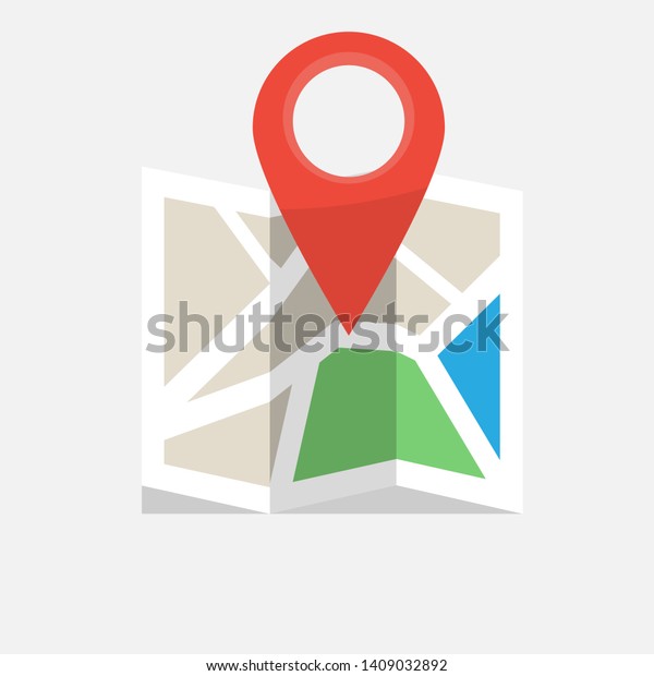 Folded Colorful Map Icon Pin Marker Stock Vector (Royalty Free) 1409032892