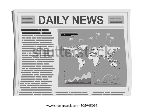Folded Newspaper News Articles Graph Isolated Stock Vector (Royalty ...
