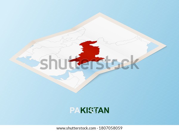 Folded Paper Map Pakistan Neighboring Countries Stock Vector (Royalty ...