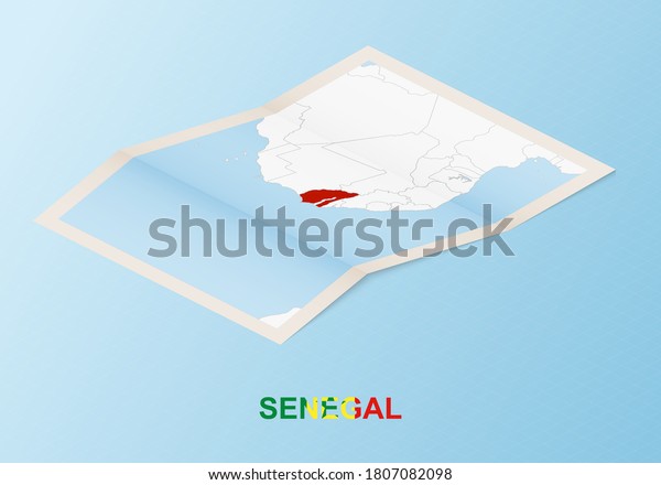 Folded Paper Map Senegal Neighboring Countries Stock Vector (Royalty ...