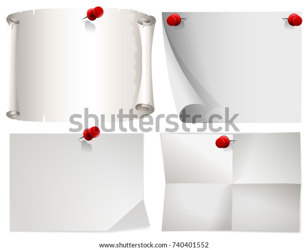 Folded Paper Pins Stock Vector (Royalty Free) 740401552 | Shutterstock