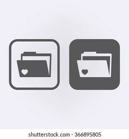 Folder Icon Heart Symbol Set Vector Stock Vector (Royalty Free ...