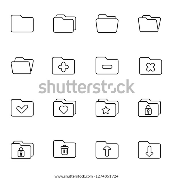 Folder Icons Pack Isolated Folder Symbols Stock Vector (Royalty Free ...