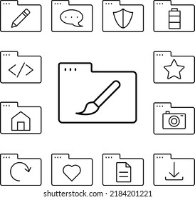 Folder Paint Brush Icon Collection Other Stock Vector (Royalty Free ...
