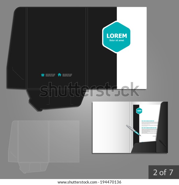 Folder Template Design Company Blue Square Stock Vector (Royalty Free ...