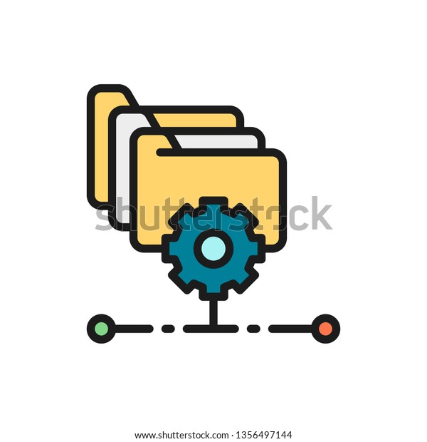 Folders Gear Project Management File Setting Stock Vector (Royalty Free ...