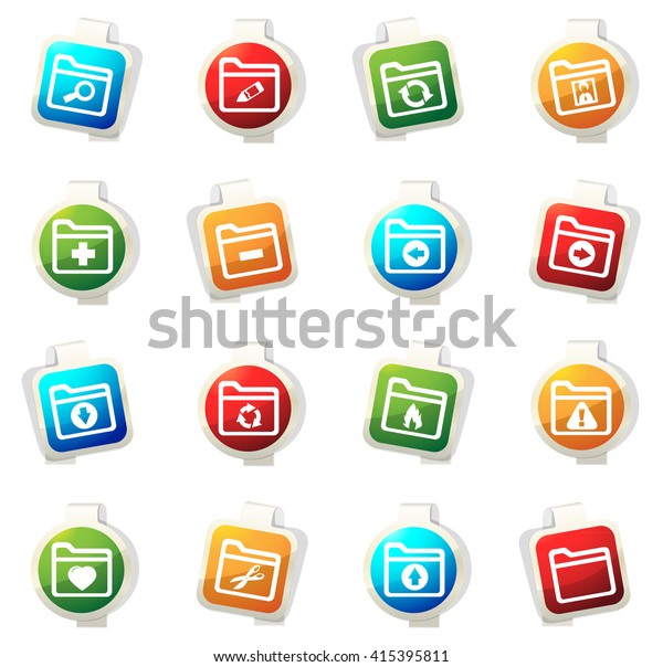 Folders Stickers Label Icon Set Web Stock Vector (Royalty Free ...