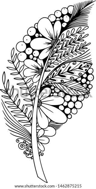 Foliage Vector Illustration Hand Drawn Illustration Stock Vector ...
