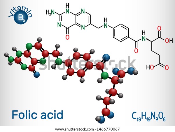 Folic Acid Folate Molecule Known Vitamin 스톡 벡터(로열티 프리) 1466770067 ...