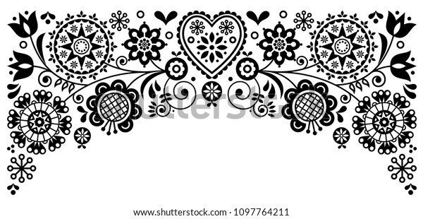 Folk Art Frame Border Retro Vector Stock Vector (Royalty Free) 1097764211