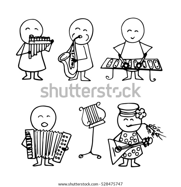 Folk Music Group Set Cute Doodle Stock Vector (Royalty Free) 528475747 ...