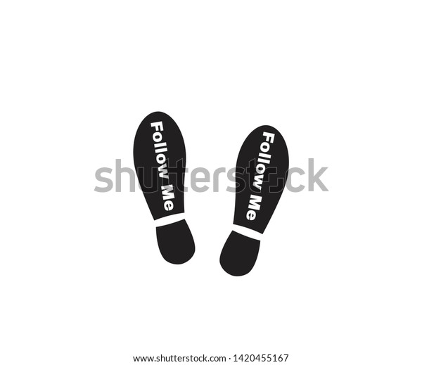 Follow Me Inside Pedestrian Footprint Stencil Stock Vector (Royalty ...