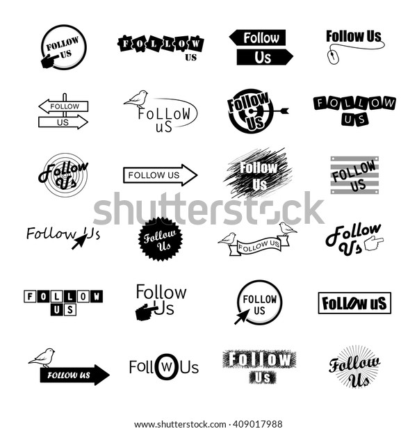 Follow Us Icons Setisolated On White Stock Vector (Royalty Free) 409017988