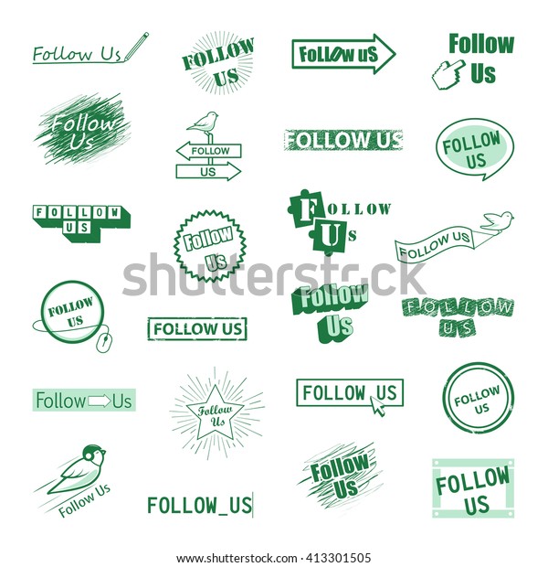 Follow Us Icons Setisolated On White Stock Vector (Royalty Free ...