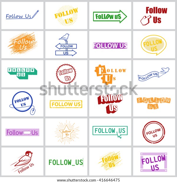 Follow Us Icons Setisolated On White Stock Vector (Royalty Free ...