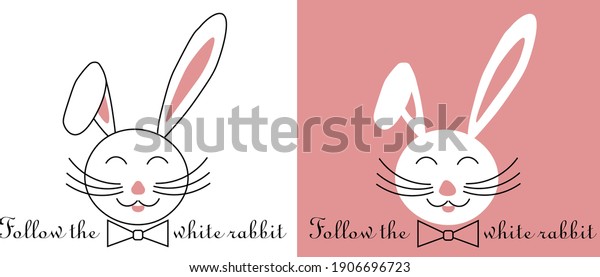 Follow White Rabbit Cute White Rabbit Stock Vector (Royalty Free ...