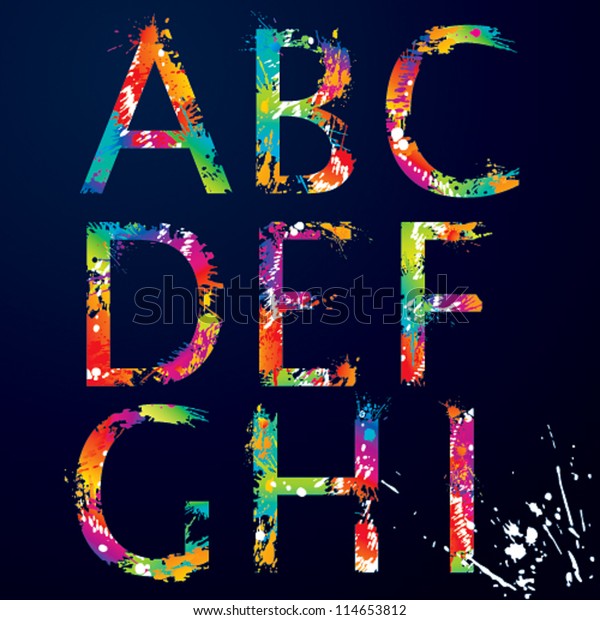 Tipo de letra: letras coloridas con: vector de stock (libre de regalías ...