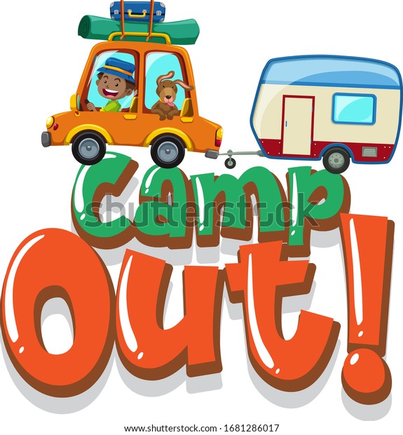 Font Design Word Camp Out Man Stock Vector (Royalty Free) 1681286017 ...
