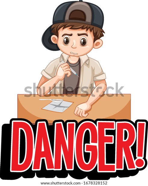 Font Design Word Danger Boy Doing Stock Vector (Royalty Free ...