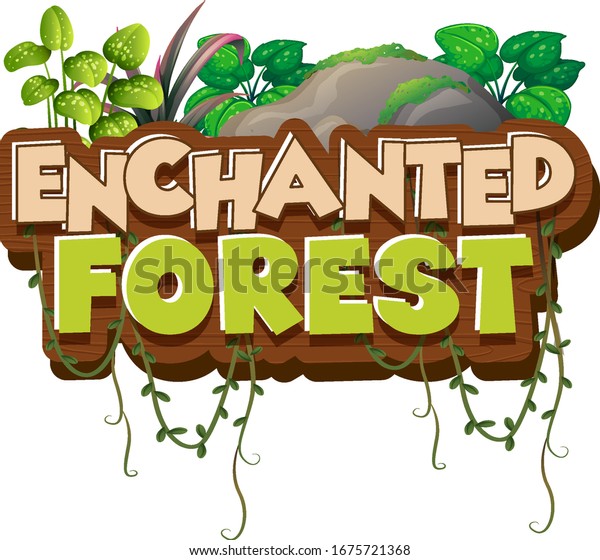 Font Design Word Enchanted Forest Green Stock Vector (Royalty Free ...