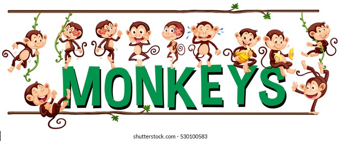 Font Design Word Monkeys Illustration Stock Vector (Royalty Free ...