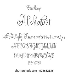 Decorative Script Font Alphabet Calligraphy Signs: เวกเตอร์สต็อก (ปลอด ...
