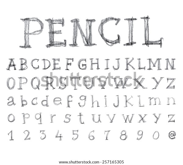 Font Pencil Crayon Handwritten Vector Illustration Stock Vector ...