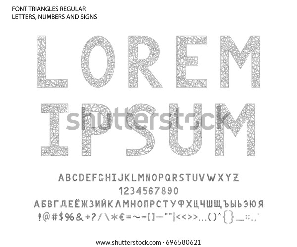 Font Triangles Regular Letters Numbers Signs Stock Vector (Royalty Free ...