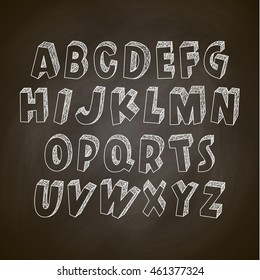 Font Write On Blackboard Chalk Vector Stock Vector (Royalty Free) 461377324