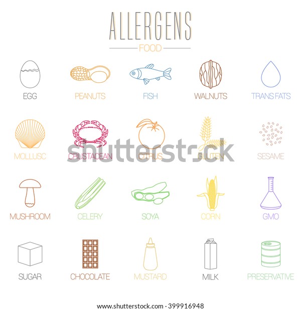 Food Allergy Vector Icons Set Intolerance Stock Vector (Royalty Free ...