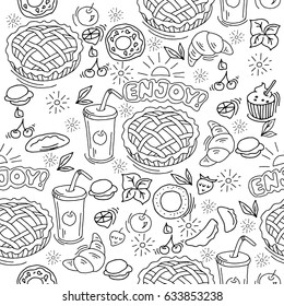 Food Background Linear Graphic: vector de stock (libre de regalías ...