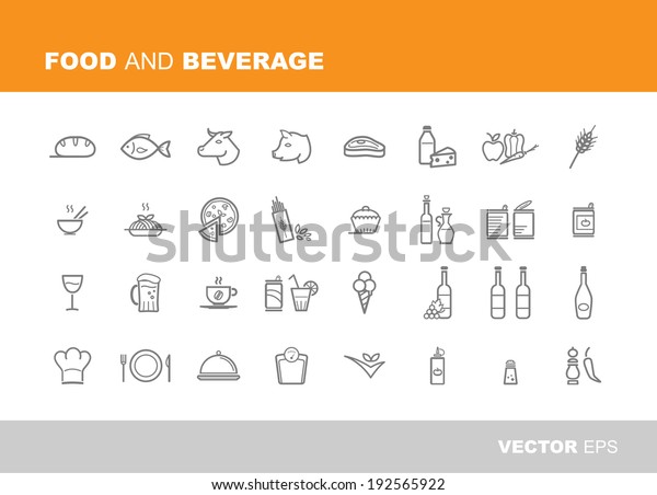 Food Beverage Retail Icons Stock Vector (Royalty Free) 192565922 ...