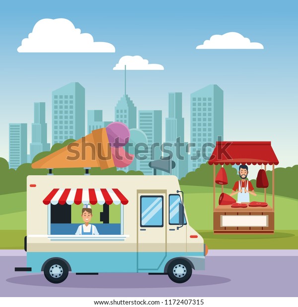 Food Booth Shops Stock Vector (Royalty Free) 1172407315 | Shutterstock
